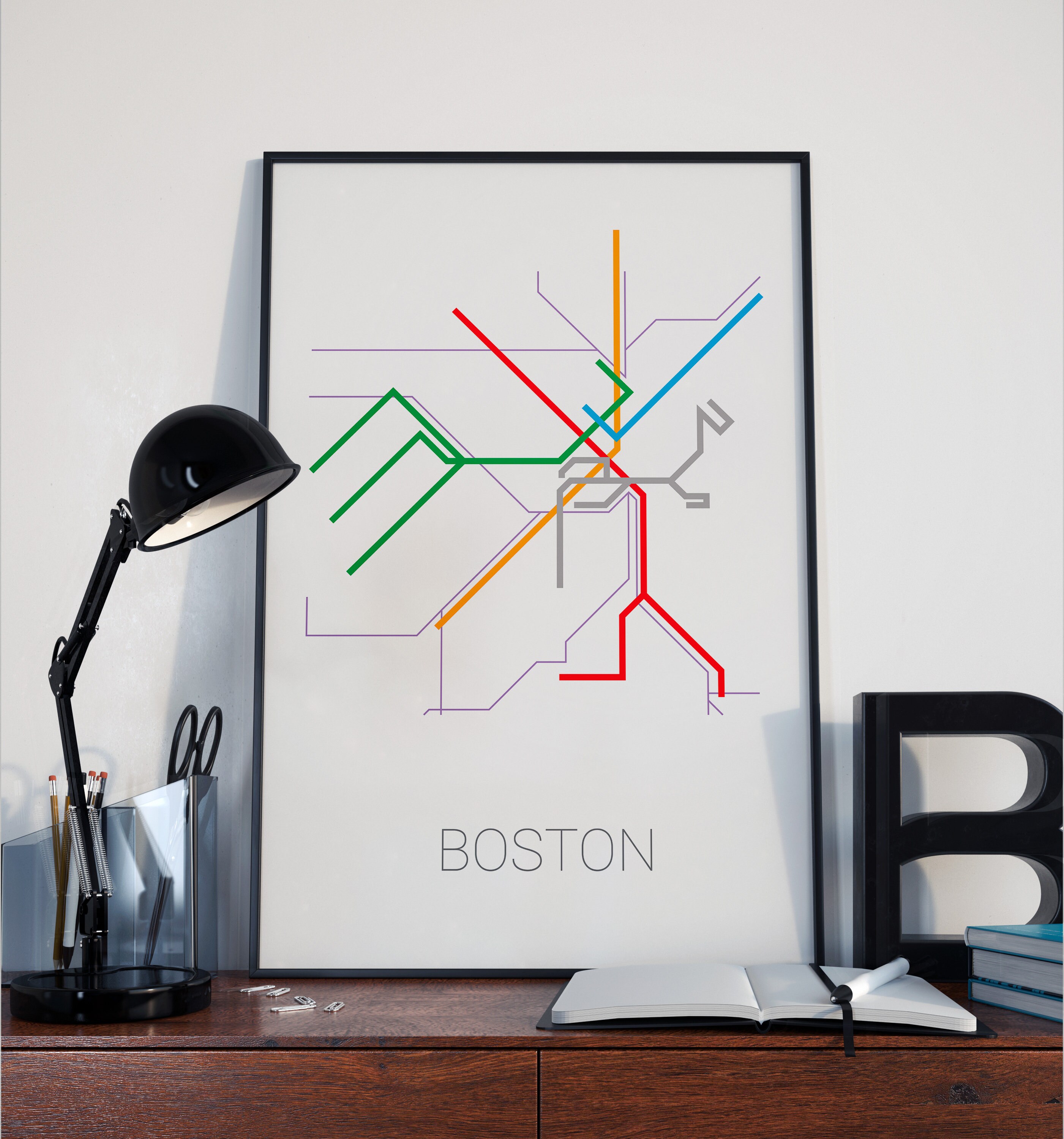 Boston Subway Map Poster Boston Tube Map Transit Map | Etsy