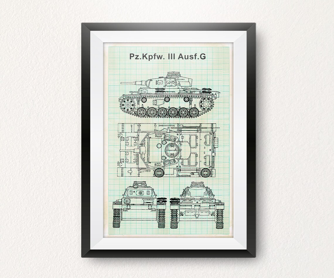Panzer III Ausf.G WWII Tank Blueprint Poster Military | Etsy
