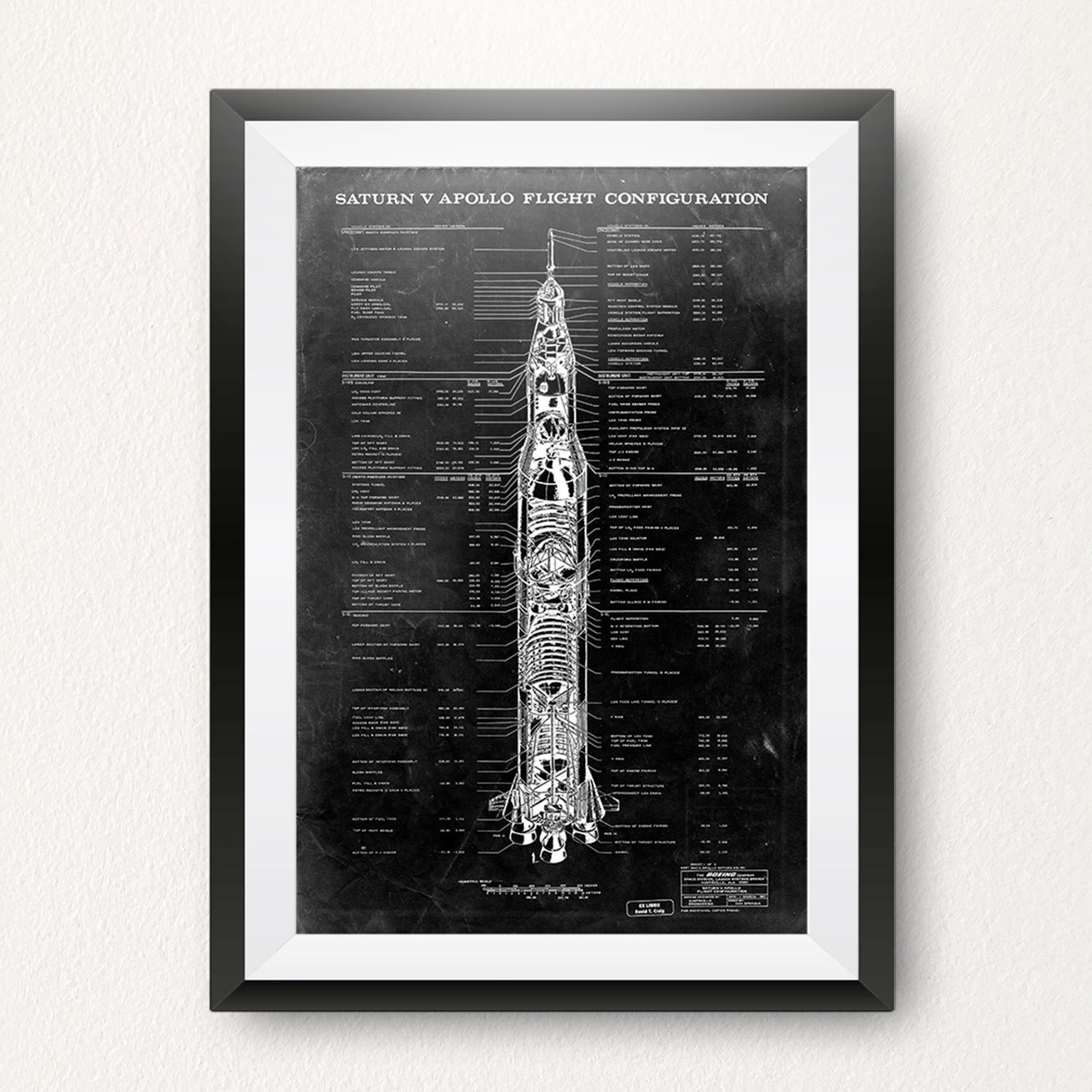 Saturn V Print Saturn Apollo V Blueprint Poster NASA | Etsy