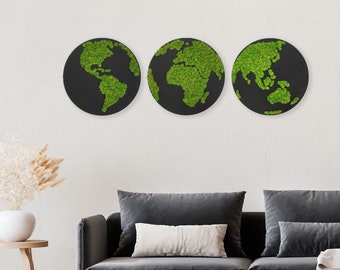 Moss World Map Wall Art Custom Wood World Map With Preserved Moss ...