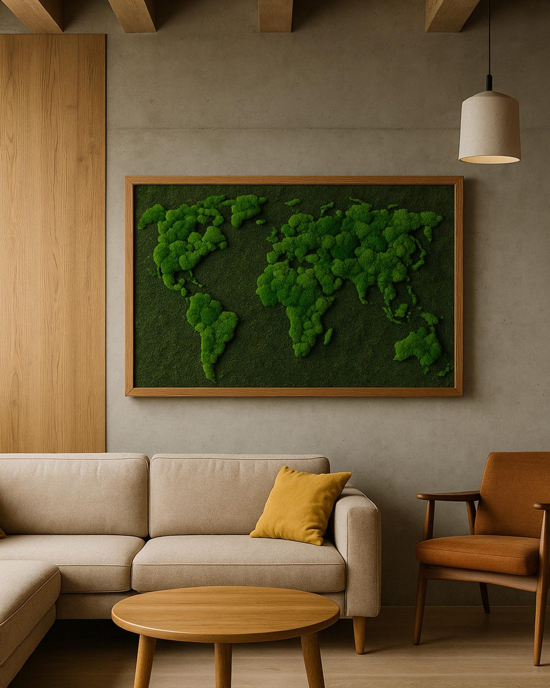 World Map Moss Wall Art – Preserved Moss Wall Decor in Wooden Frame ...