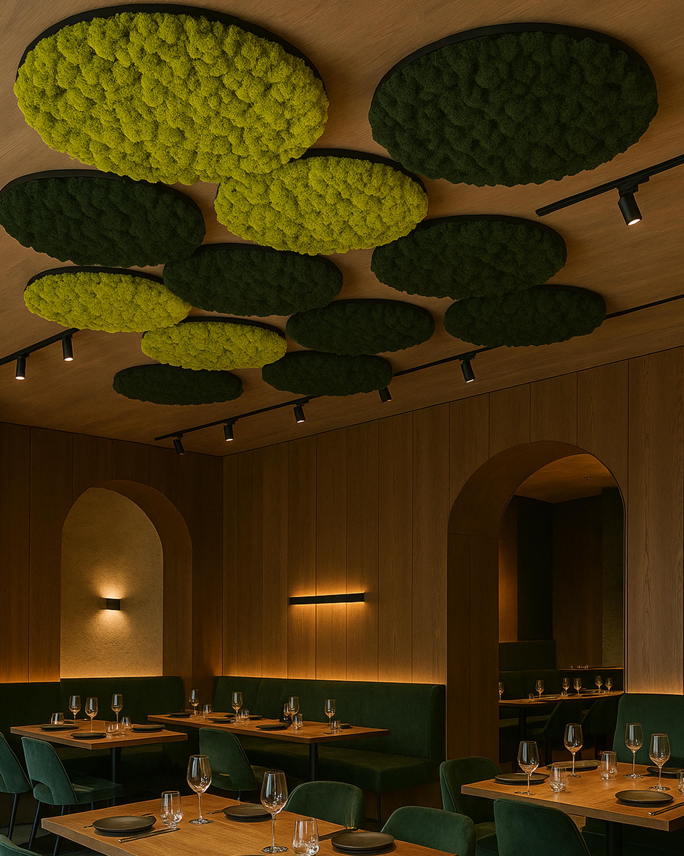 Round Moss Ceiling Art Decor Wall Moss Art Green Moss Ceiling Tiles ...