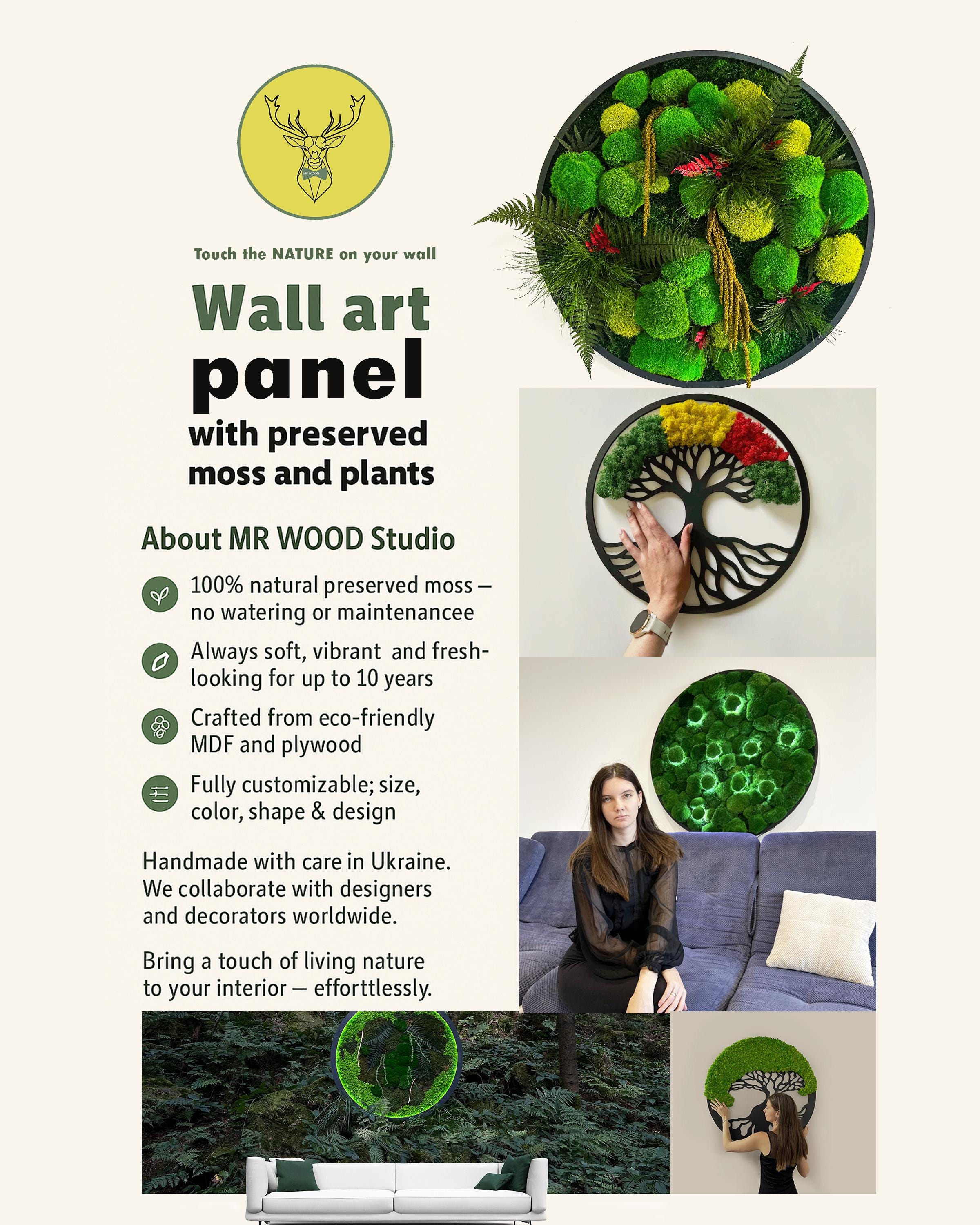 Round Moss Ceiling Art Decor Wall Moss Art Green Moss Ceiling Tiles ...