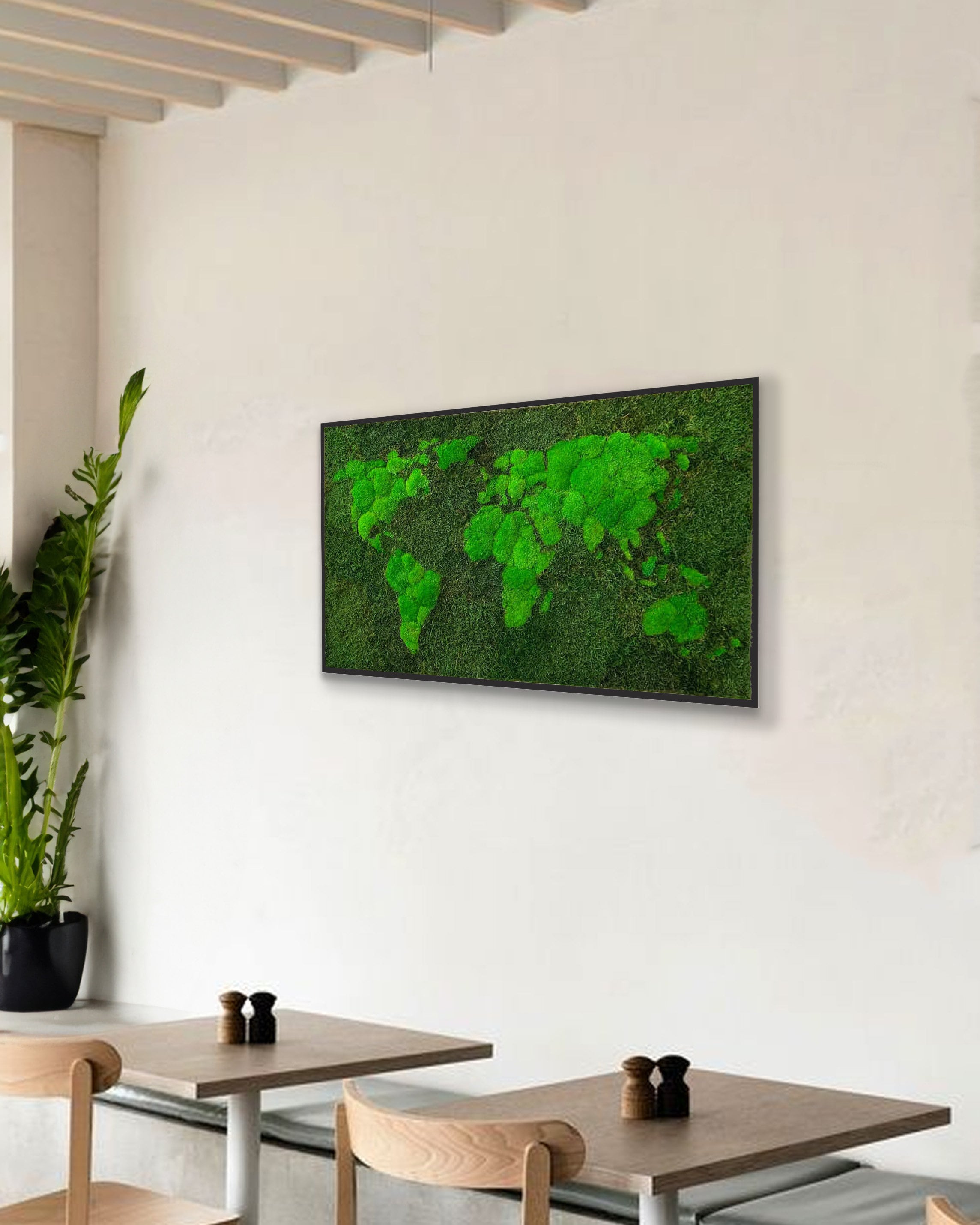 World Map Moss Wall Art – Preserved Moss Wall Decor in Wooden Frame ...