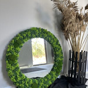 Round Bathroom Mirror Moss Wall Mirror Moss Wall Art Decor Large Wall ...