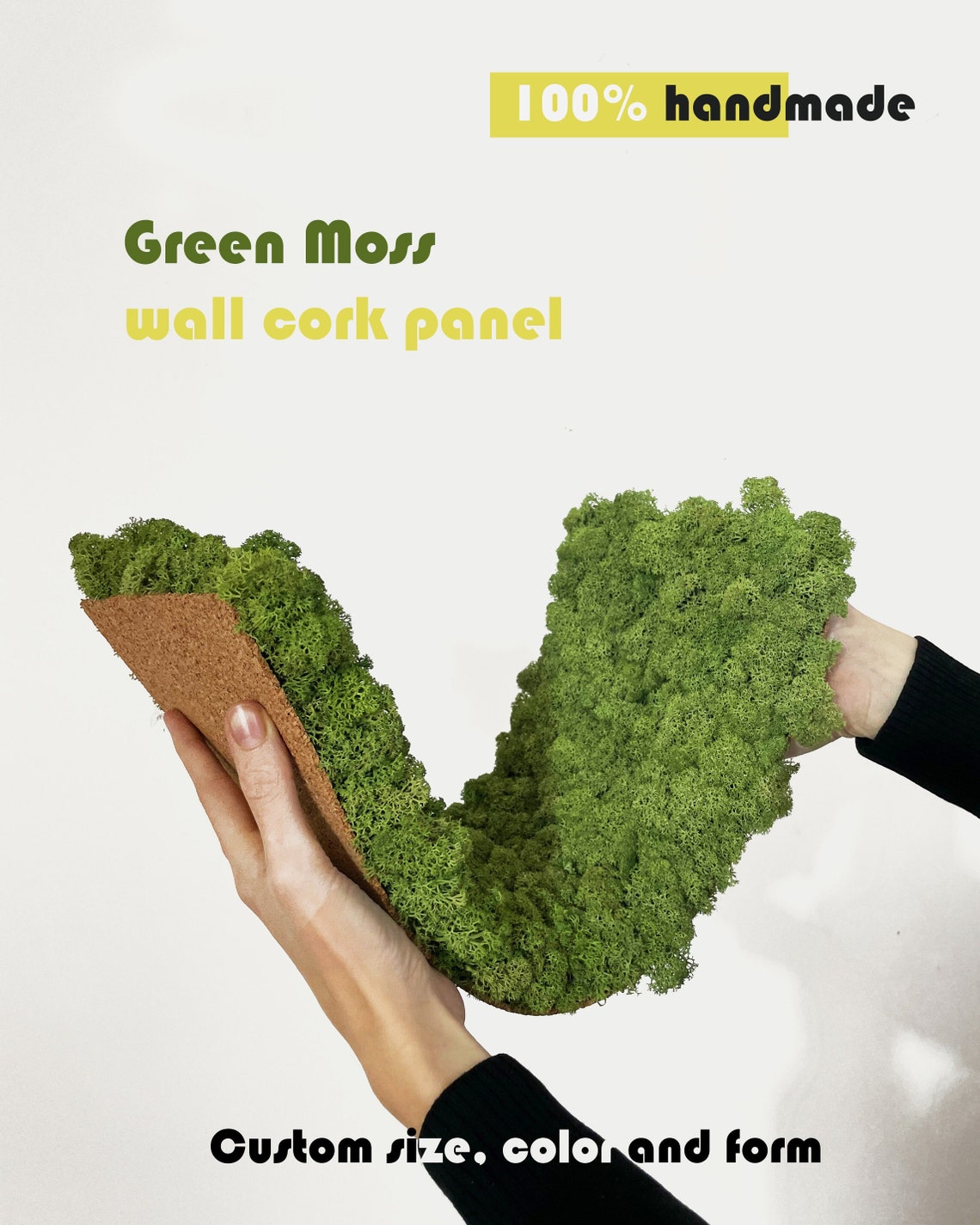 Green Moss Wall Cork Panel Live Preserved Moss Wall Cork Strip ...