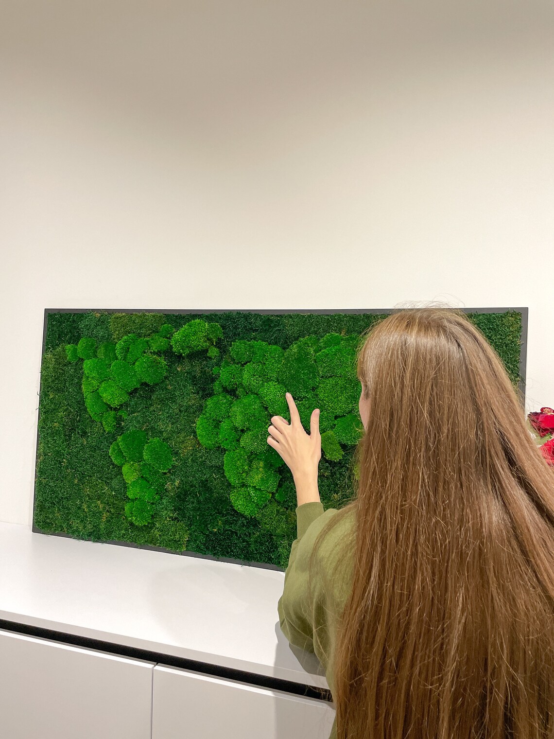 Large Moss Wall World Map Framed Moss Wall Art Green Wall Moss World ...
