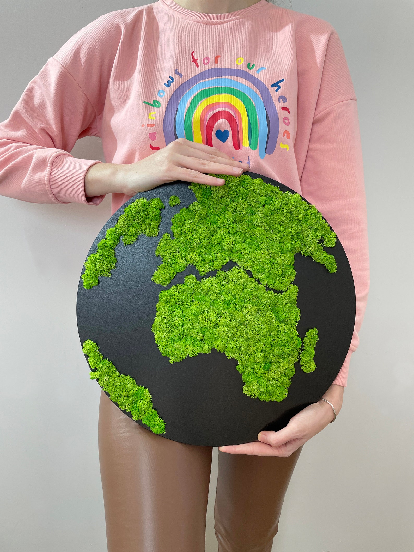 Moss World Map Wall Art Custom Wood World Map With Preserved Moss ...