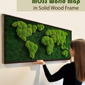 3D Moss World Map, Large Green Wall Art, Living Moss Map With Backlight ...