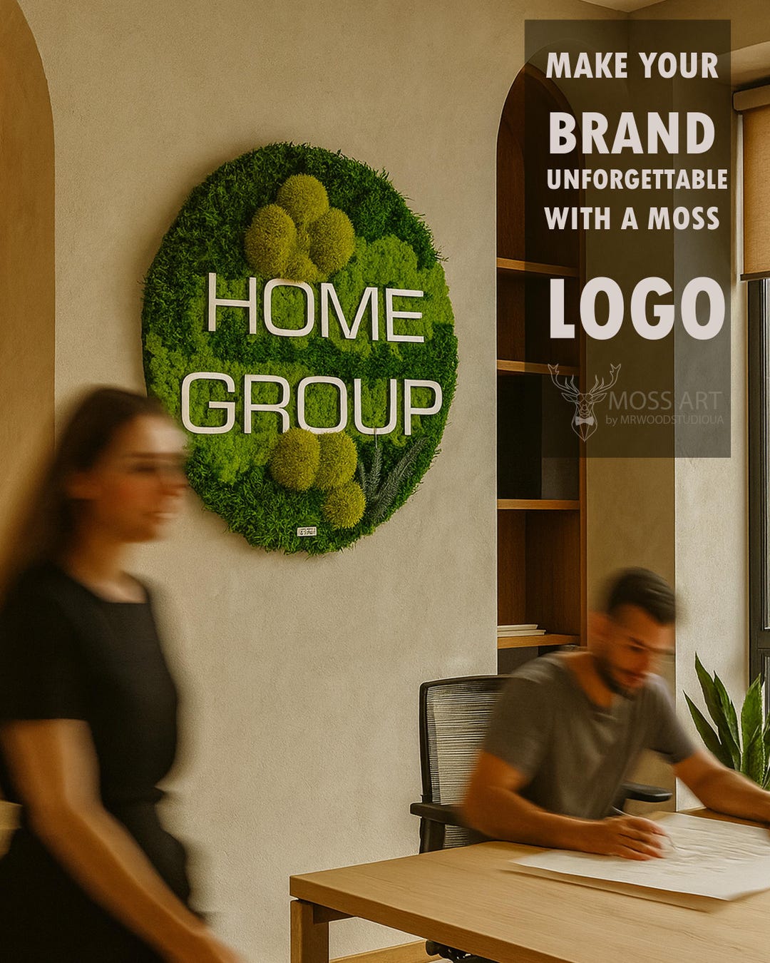 Moss Company Logo Moss Wall Art Real Moss Custom Logo Sign Custom Moss ...