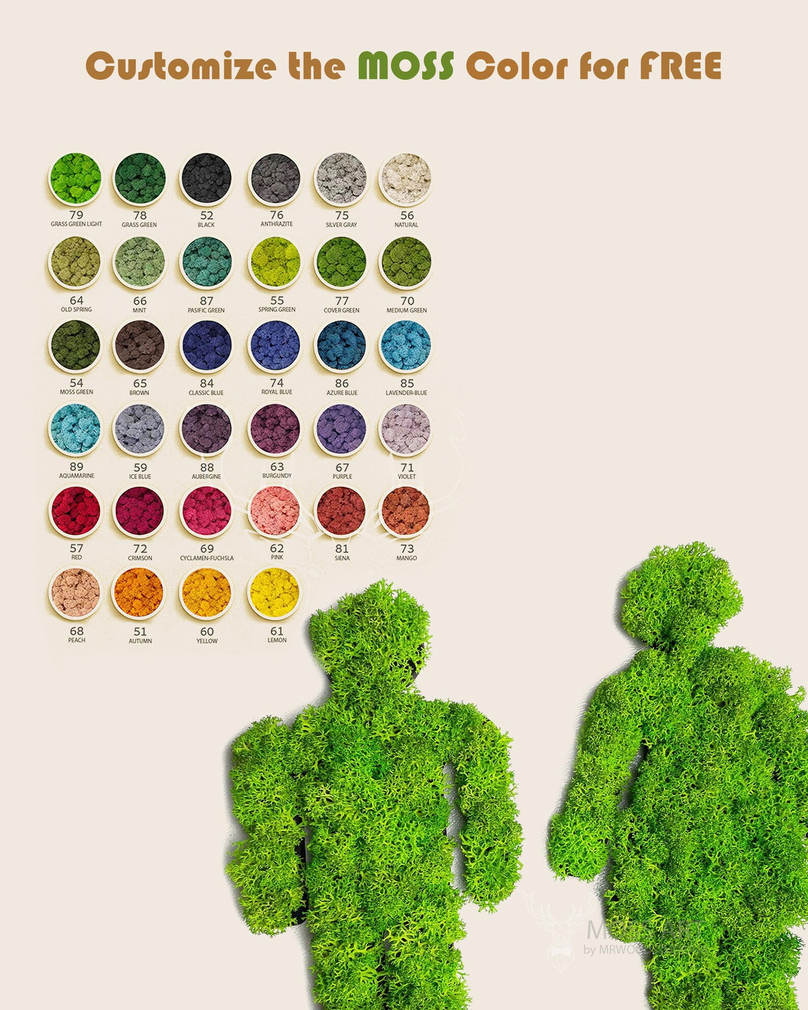 Moss Wc Sign Restroom Sign With Preserved Moss Toilet Sign Men's Room ...