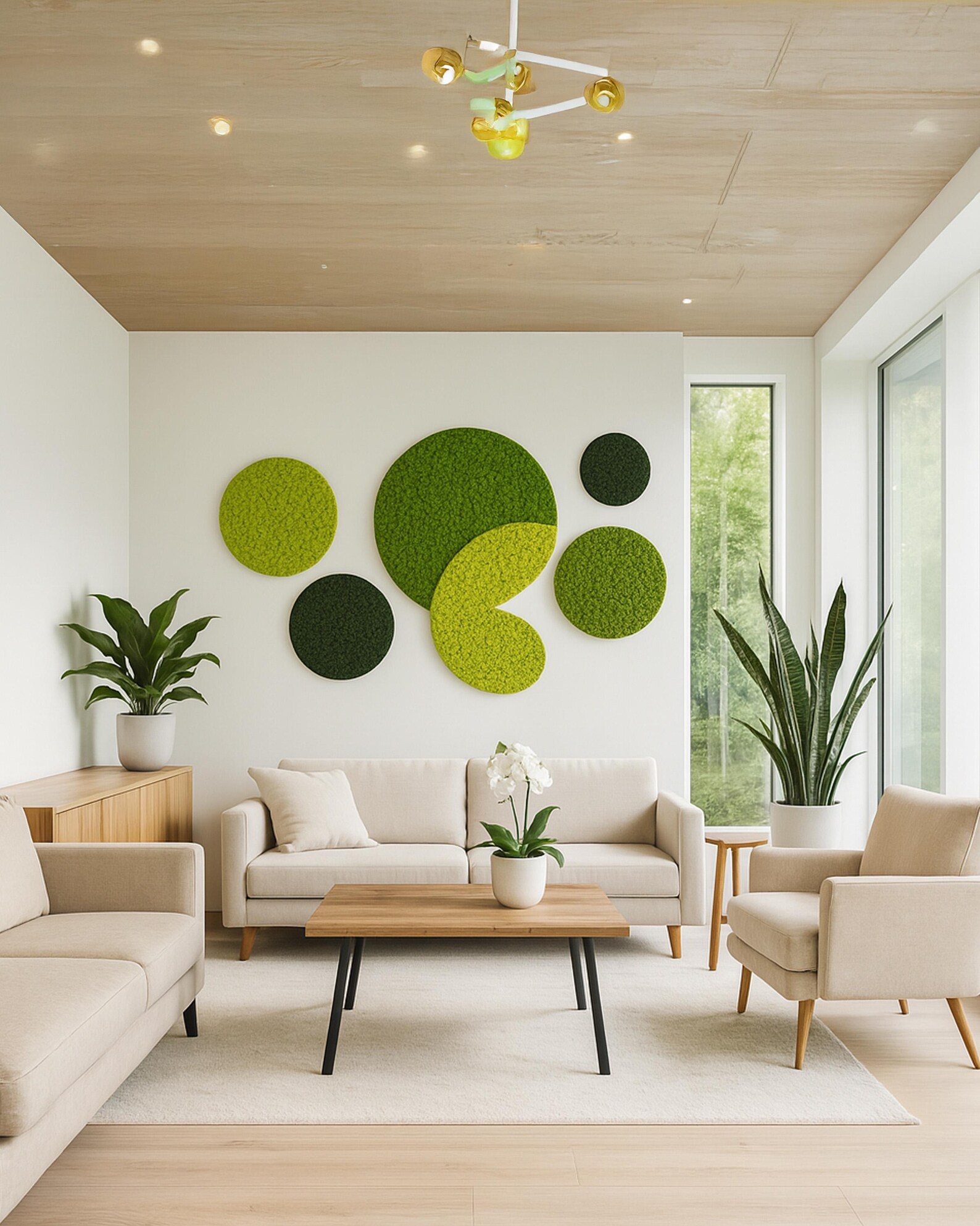 Round Moss Ceiling Art Decor Wall Moss Art Green Moss Ceiling Tiles ...