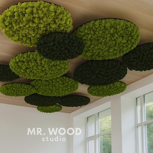 Round Moss Ceiling Art Decor Wall Moss Art Green Moss Ceiling Tiles ...