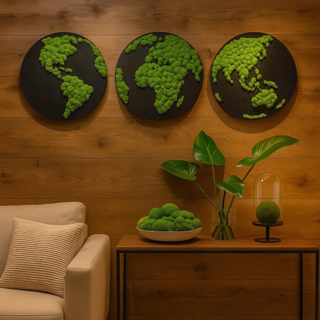 Moss Wall World Map Framed Moss Wall Art Green Wall Moss World Map ...