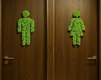 Moss Wc Sign Restroom Sign With Preserved Moss Toilet Sign Men's Room ...