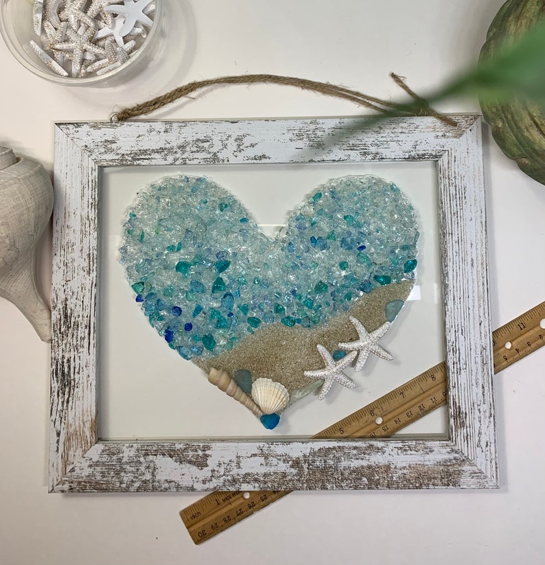 Sea Glass Heart Sea Glass Art Beach Heart Decor Heart | Etsy