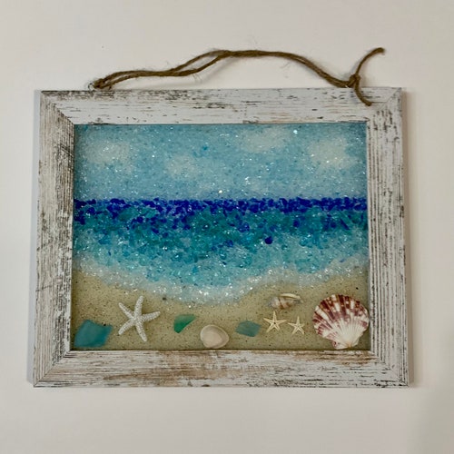 Sea Glass Beach Scene Sea Glass Art Beach Decor Beach - Etsy