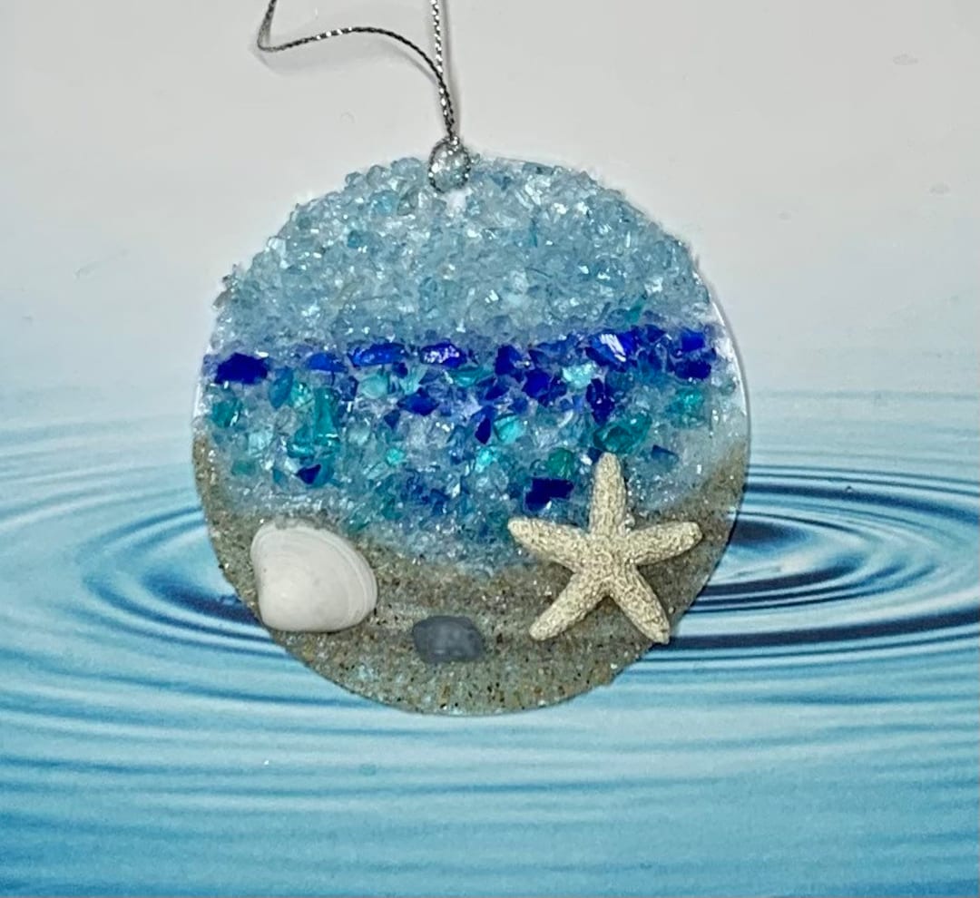 Coastal Christmas Ornament - Ocean Horizon Beach Ornament - Sea Glass ...