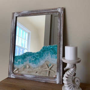 Sea Glass Beach Scene on Mirror - Sea Glass Art - Sea Glass Pictures ...