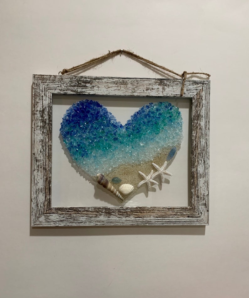 Sea Glass Heart Sea Glass Art Beach Heart Decor Heart - Etsy