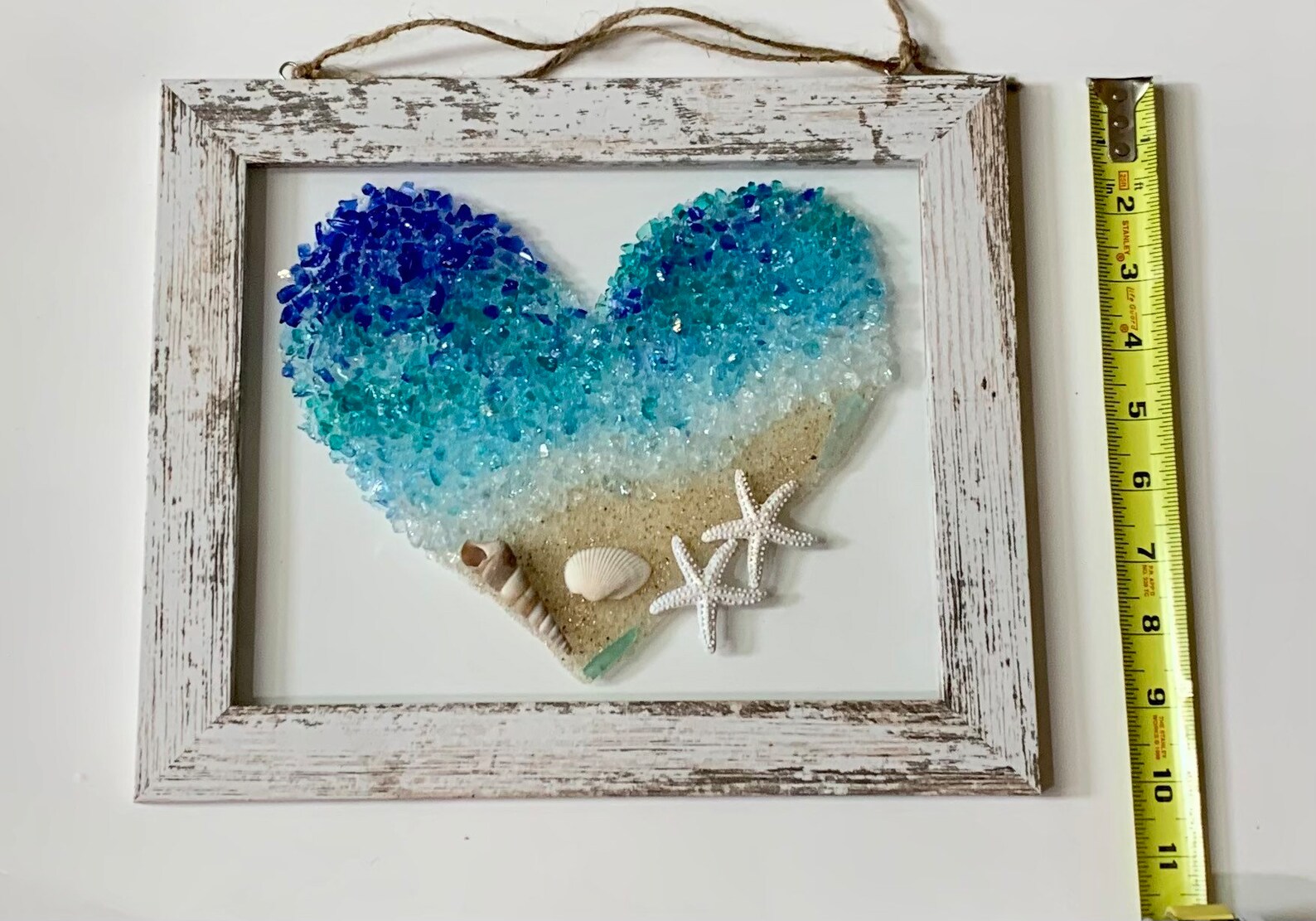 Sea Glass Heart - Sea Glass Art - Beach Heart Decor - Heart Wall Art ...