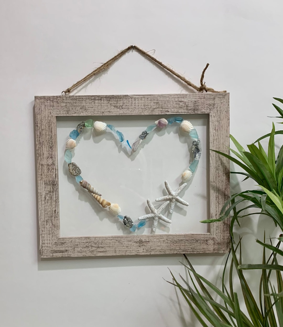 Sea Glass Heart - Sea Glass Art - Beach Heart Decor - Heart Wall Art ...