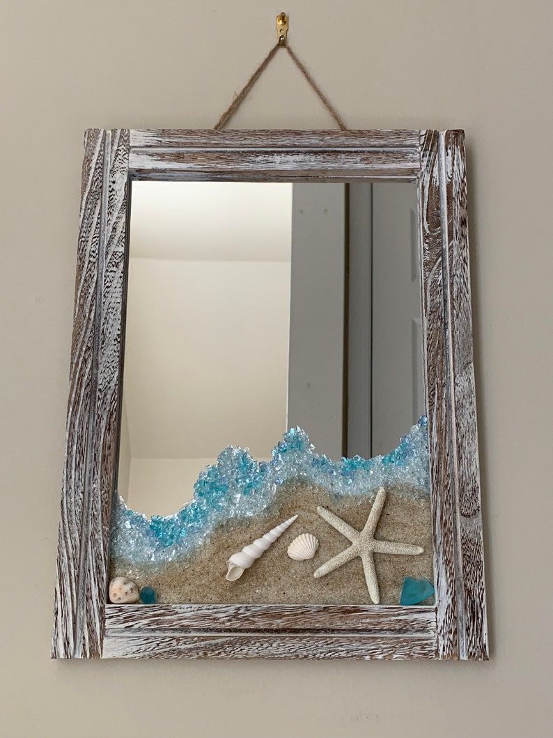 Sea Glass Beach Scene on a Mirror Sea Glass Art Beach - Etsy