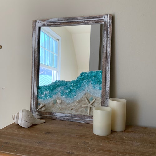 Sea Glass Beach Scene on a Mirror Sea Glass Art Beach - Etsy