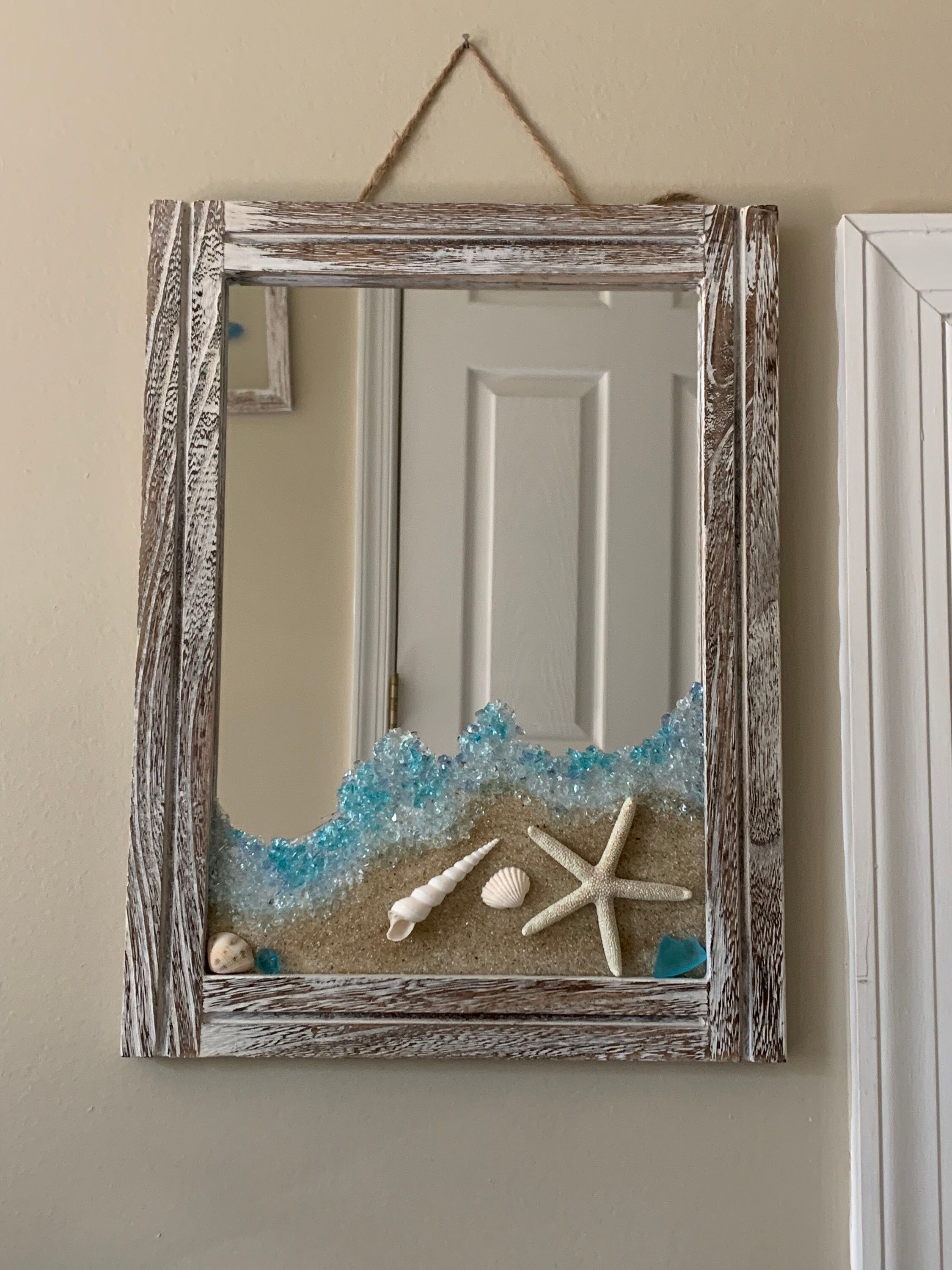 Sea Glass Beach Scene on a Mirror Sea Glass Art Beach - Etsy