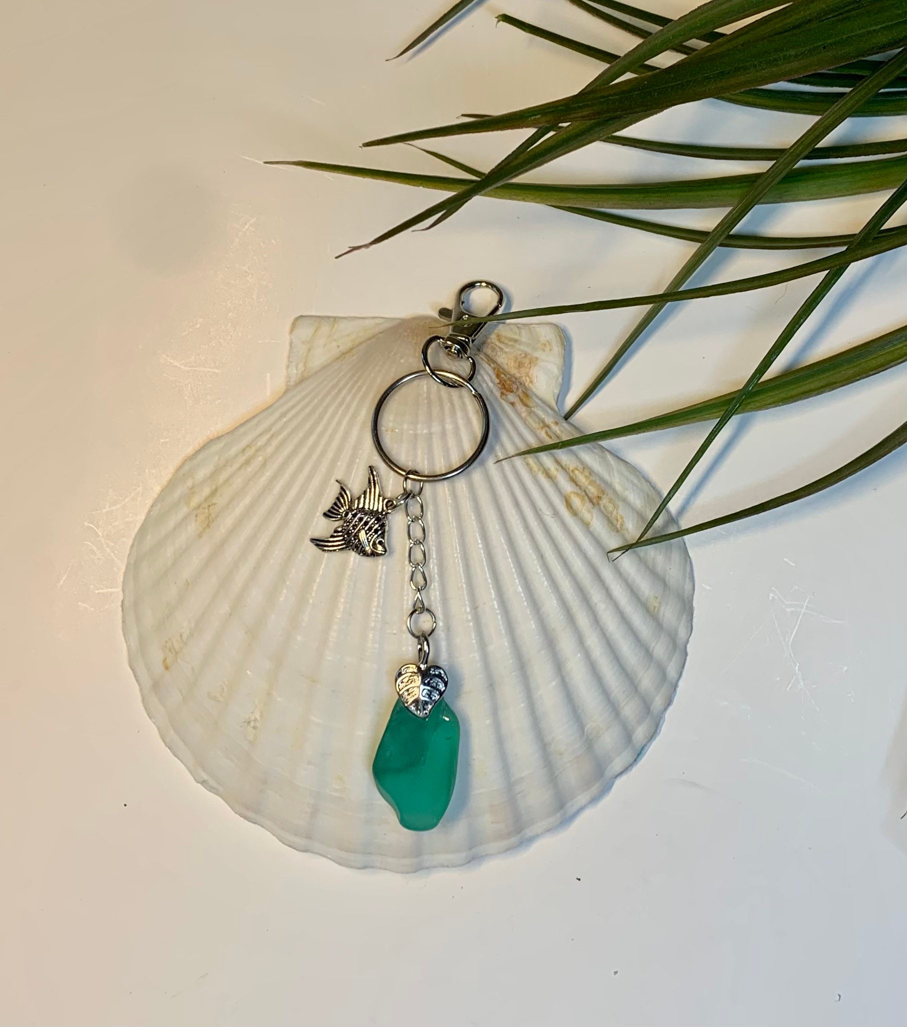 Coastal Sea Glass Keychain- Ocean Keyring - Sea Glass Jewelry- Sea ...