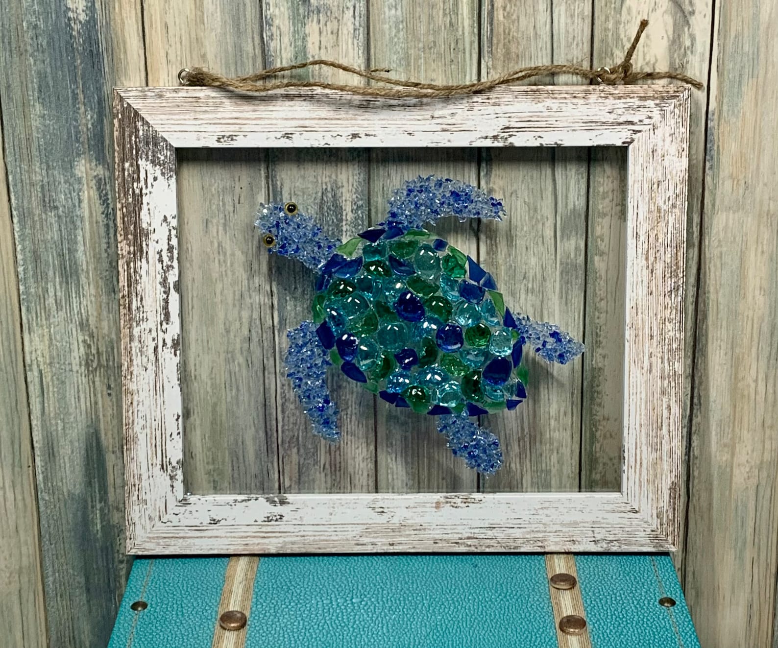 Sea Glass Sea Turtle Sea Glass Art Mosaic Framed Beach Art - Etsy