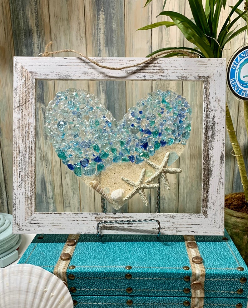Sea Glass Heart Sea Glass Art Beach Heart Decor Heart | Etsy