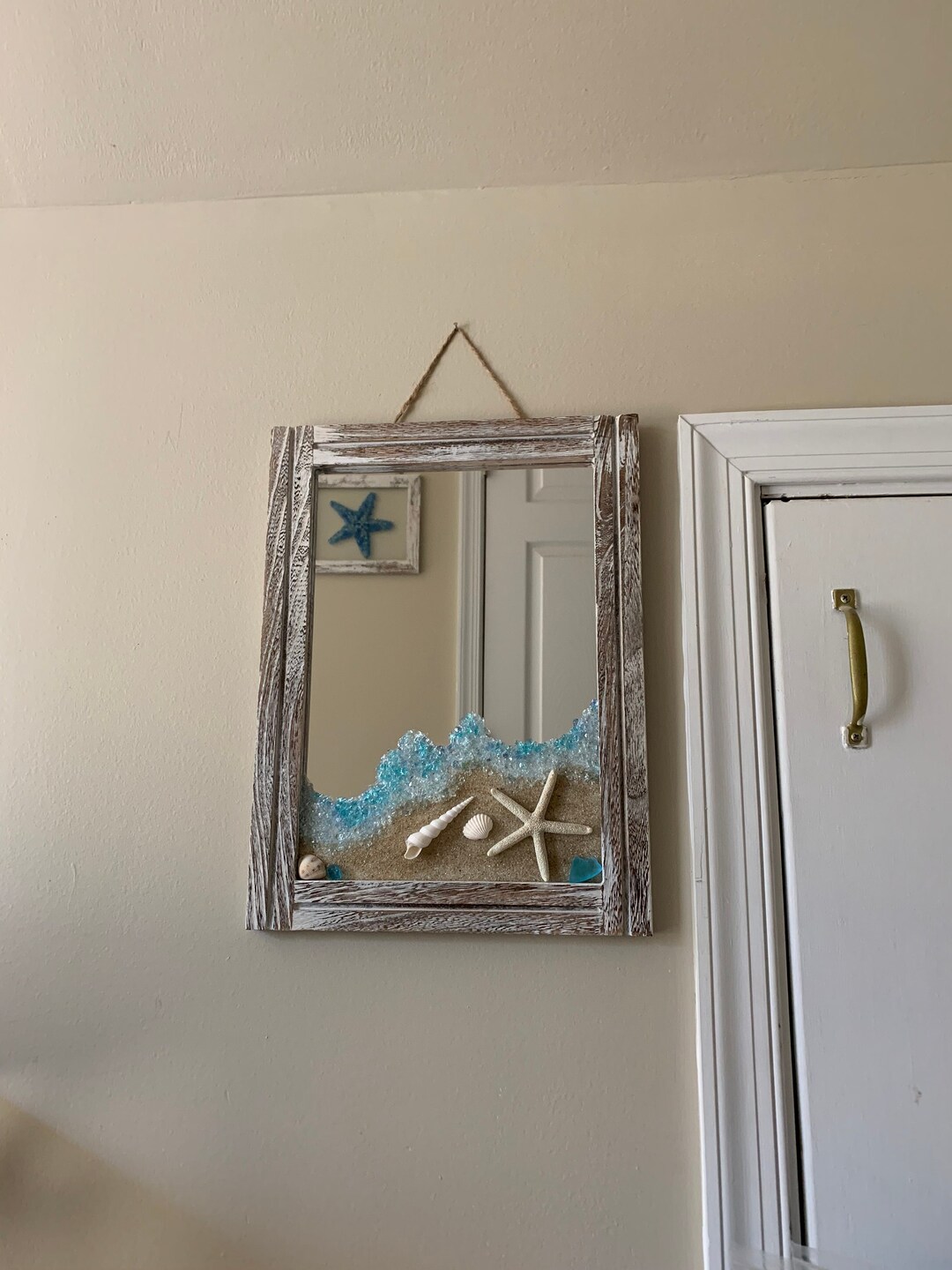 Sea Glass Beach Scene on a Mirror Sea Glass Art Beach - Etsy