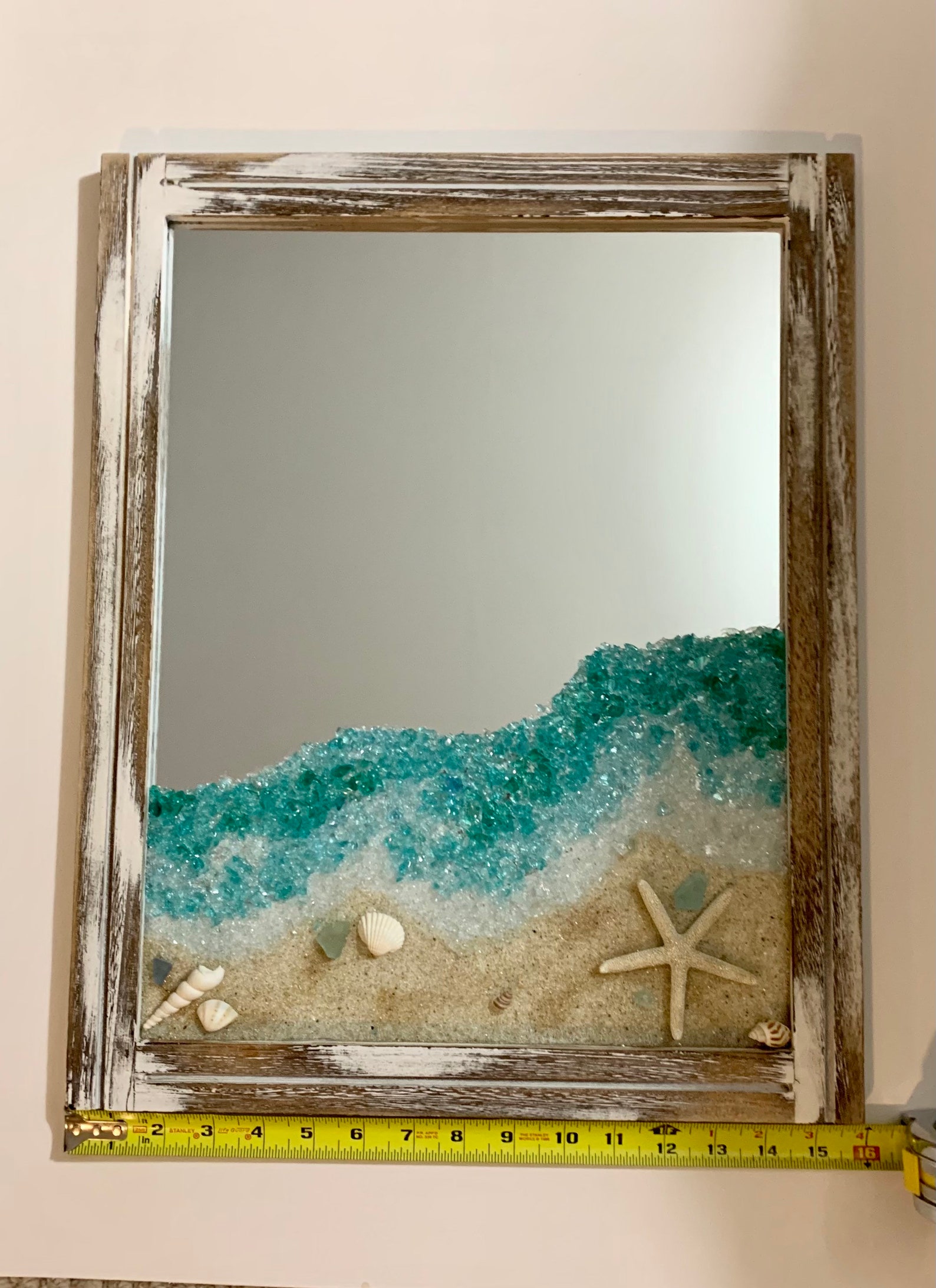 Sea Glass Beach Scene on Mirror Sea Glass Art Sea Glass - Etsy