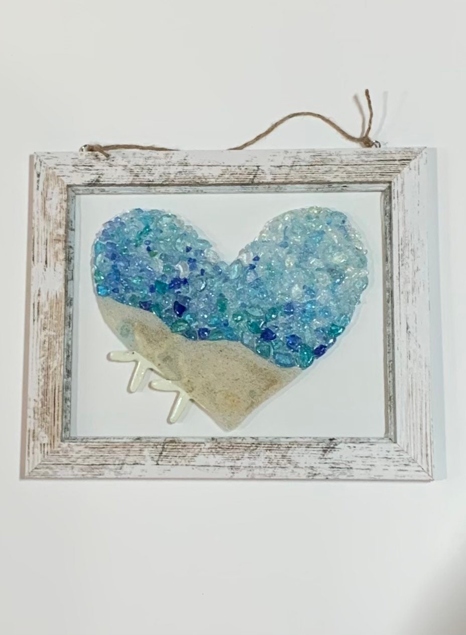 Sea Glass Heart Sea Glass Art Beach Heart Decor Heart Etsy