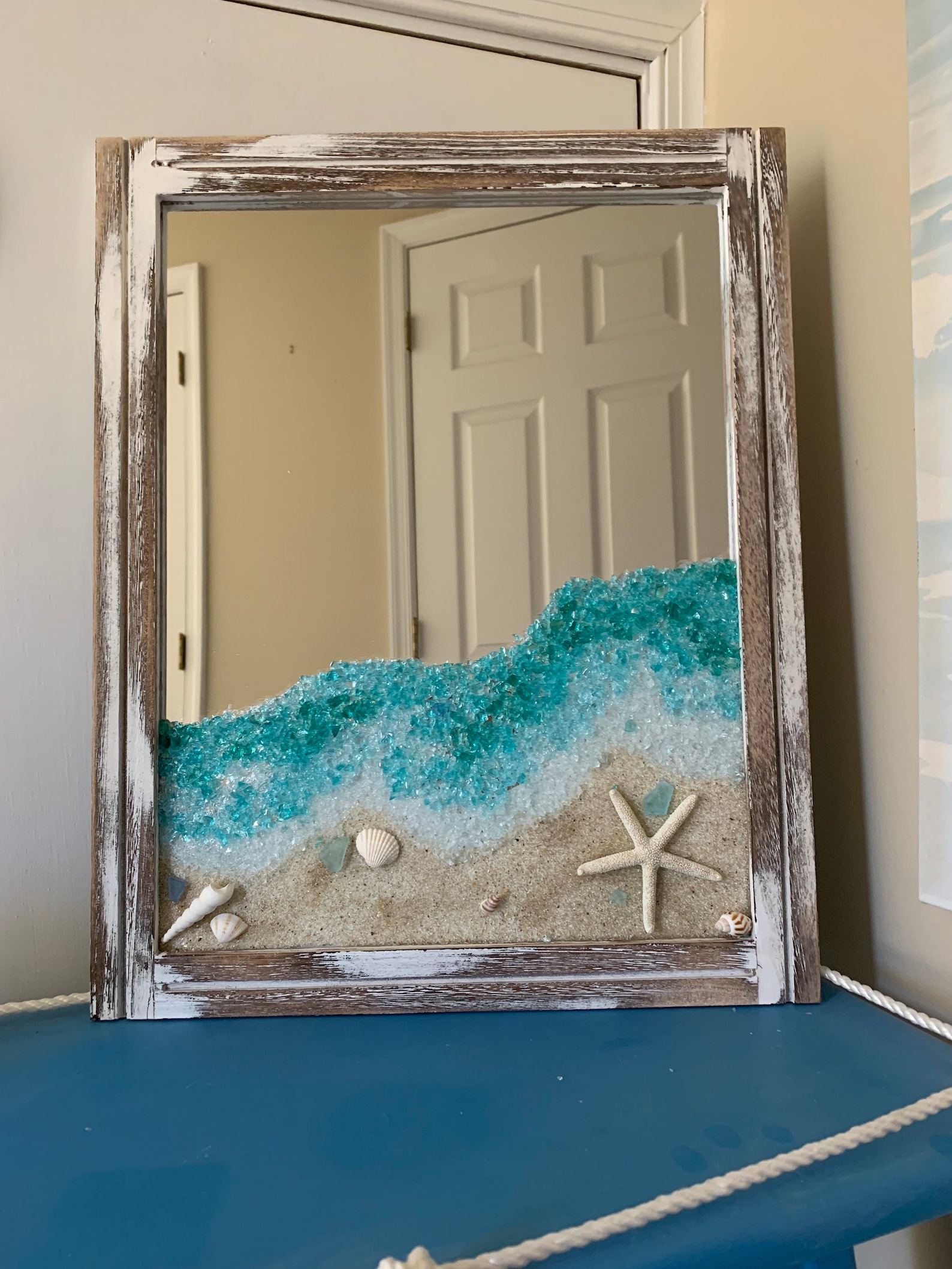 Sea Glass Beach Scene on Mirror Sea Glass Art Sea Glass - Etsy