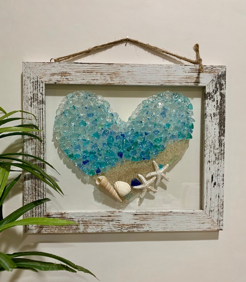 Sea Glass Heart Sea Glass Art Beach Heart Decor Heart | Etsy