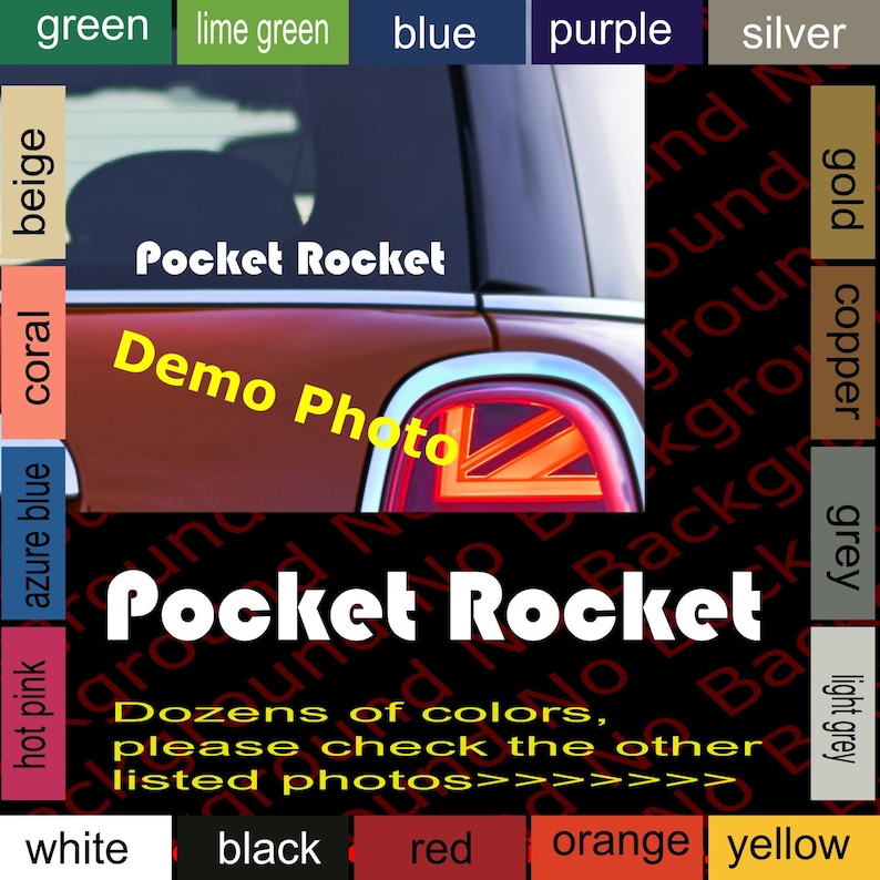 POCKET ROCKET Vinyl Decal Die Cut Sticker for Mini Cooper S R55 R56 F56 ...