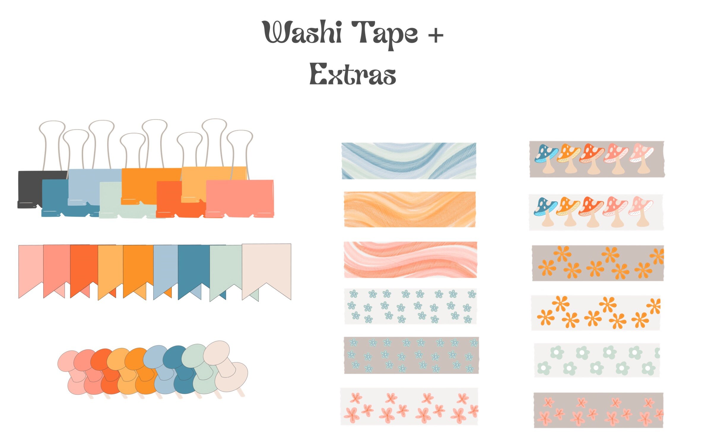 Minimalist 70s Digital Stickers Digital Stickers Pack Digital Planner ...