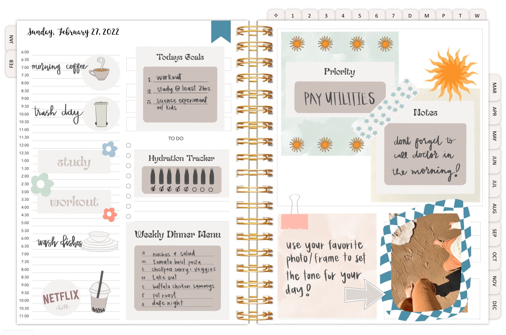 Minimalist 70s Digital Stickers Digital Stickers Pack Digital Planner ...