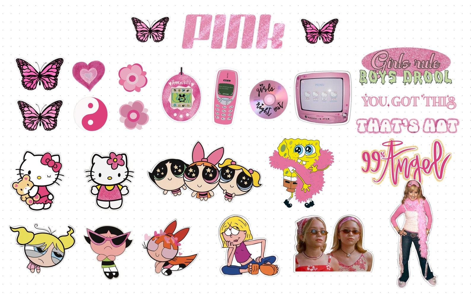 Y2K Digital Stickers | 2000’s Aesthetic Digital Stickers | Goodnotes - Etsy