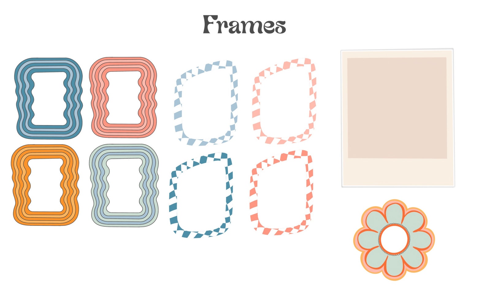 Minimalist 70s Digital Stickers Digital Stickers Pack Digital Planner ...