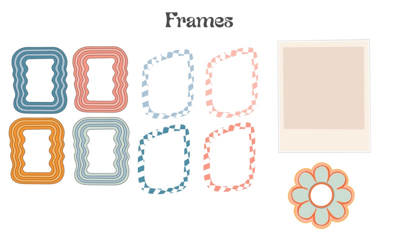 Minimalist 70s Digital Stickers Digital Stickers Pack Digital Planner ...