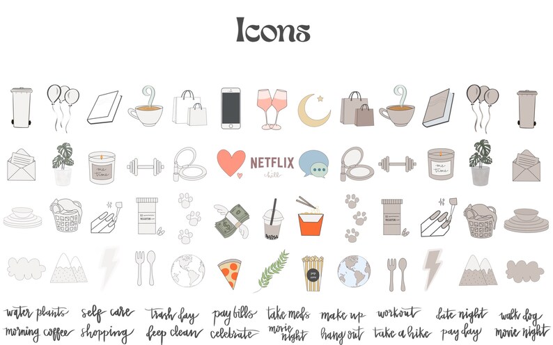 Minimalist 70’s Digital Stickers | Digital Stickers Pack | Digital ...