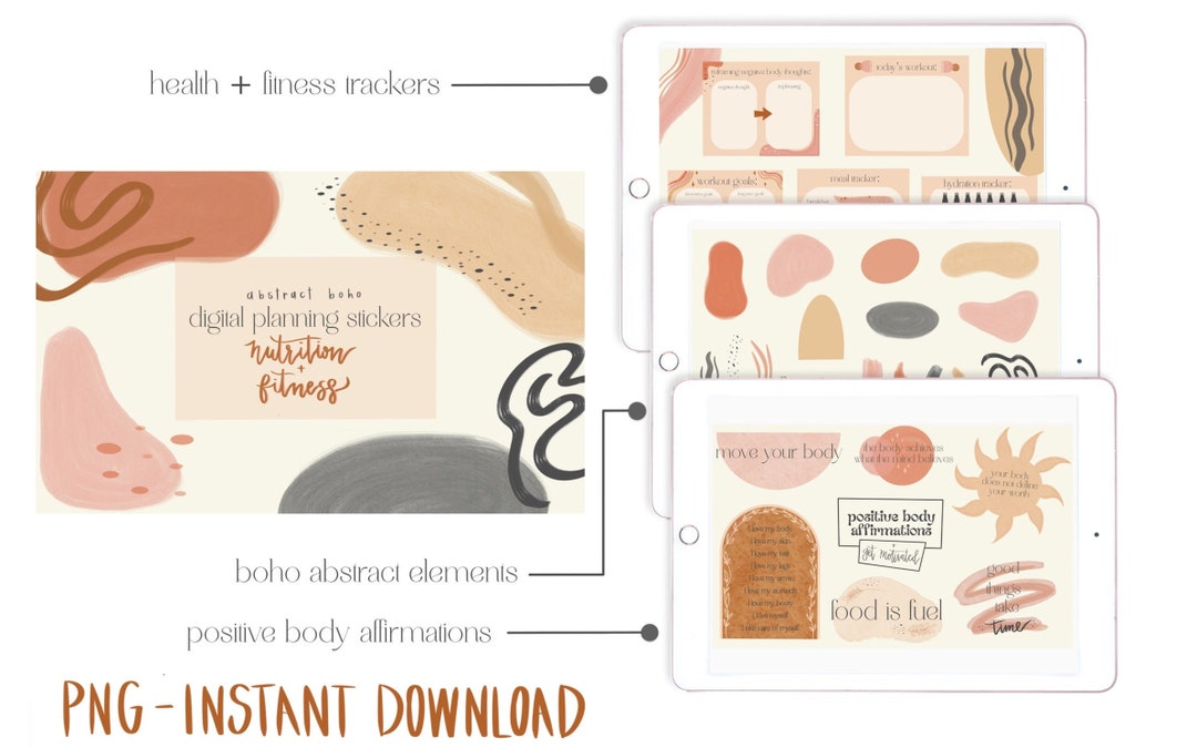 Boho Health and Fitness Digital Planning Stickers for Goodnotes | iPad ...