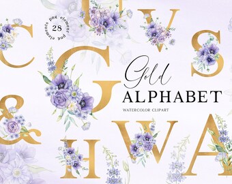 Purple Floral Alphabet - Etsy