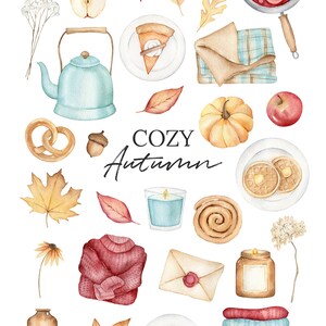 Autumn Watercolor Clipart Fall Clipart Cozy Digital Planner - Etsy