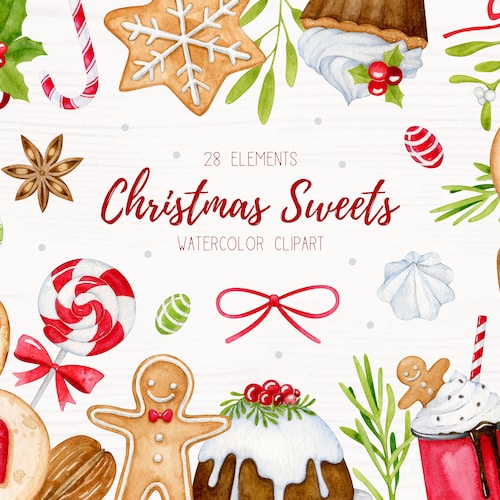 Christmas Gingerbread Watercolor Clipart PNG Watercolor - Etsy