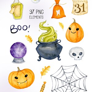 Watercolor Halloween Clipart, Halloween Digital Printables, Halloween ...