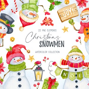 Watercolor Christmas Clipart Snowman Clipart Christmas PNG - Etsy